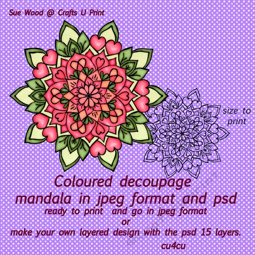 Coloured Mandala decoupage cu4cu - CUP861462_927 | Craftsuprint