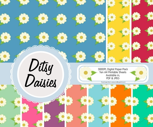 Ten Ditsy Daisy Digital Sheets - CUP784687_80555 | Craftsuprint