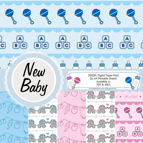 Six New Baby Digital Papers - CUP784698_80555 | Craftsuprint