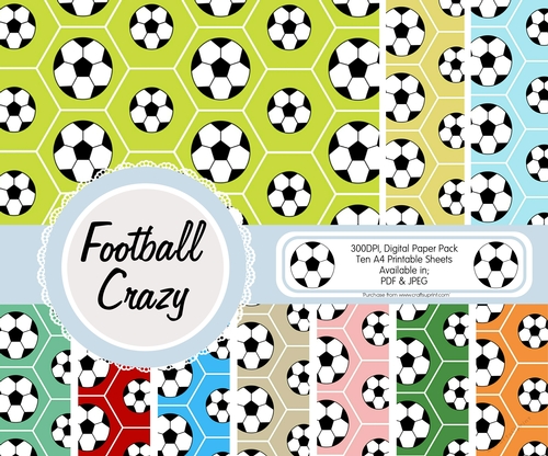 Ten Football Ball Digital Paper Pack - CUP785547_80555 | Craftsuprint