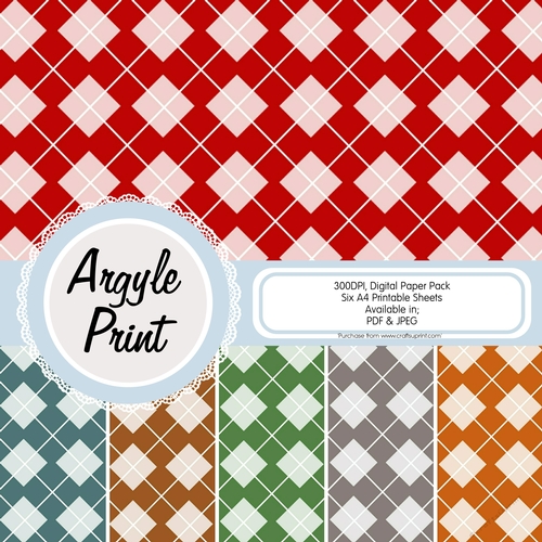 Argyle Print Papers, Pack of Six Digital A4 Papers - CUP790815_80555 ...