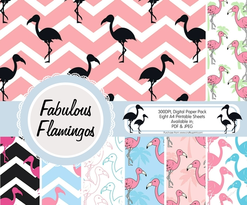 Fabulous Flamingo Papers, Pack of Eight - CUP909018_80555 | Craftsuprint