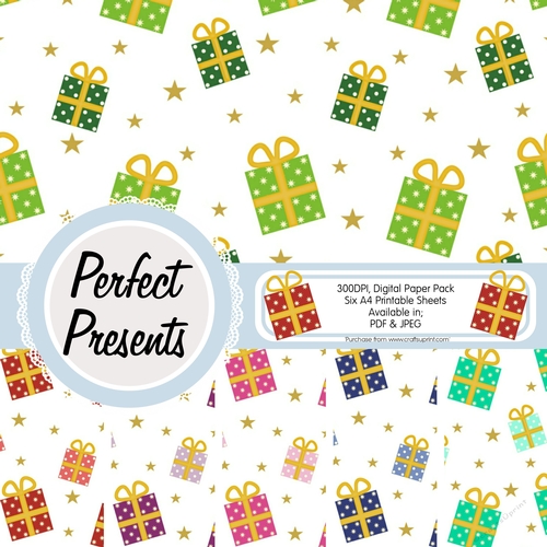 Christmas/Birthday Present Digital Papers, Pack of Six Sheets ...