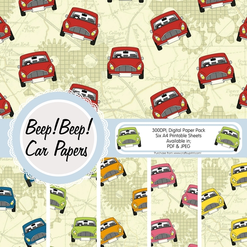 Beep Beep! Card Digital Papers, Pack of Six Sheets - CUP909569_80555 ...