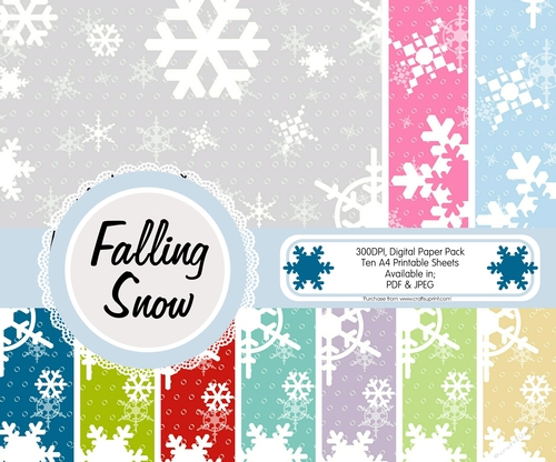 Falling Snow, Snowflakes Digital Paper, Pack of Ten Sheets - CUP917500 ...