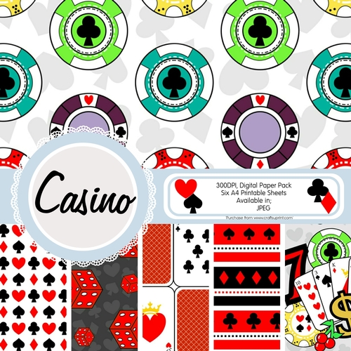 Casino Digital Paper, Pack of Six A4 Papers - CUP923474_80555 ...