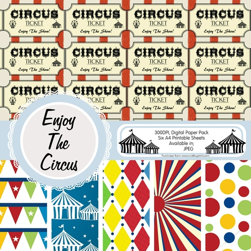 Circus Digital Paper, Pack of Six A4 Papers - CUP923477_80555 ...