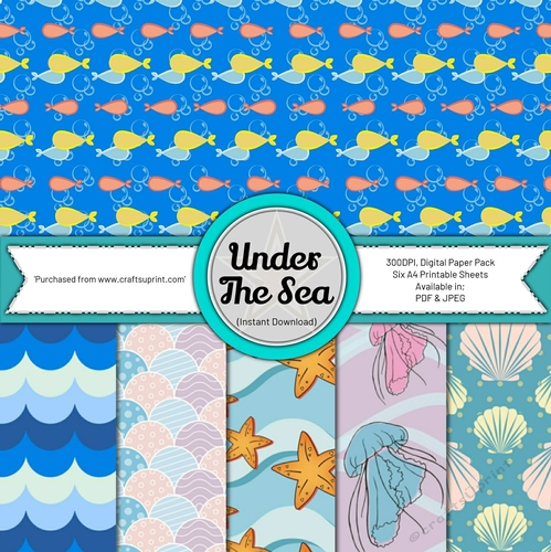 Under The Sea, Digital Paper Pack, Six A4 Sheets - CUP992428_80555 ...