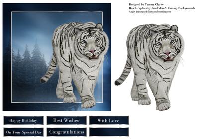 White Tiger Card Topper - CUP391338_1873 | Craftsuprint