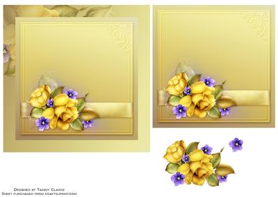 Soft Yellow Roses Card Topper - CUP541017_1873 | Craftsuprint