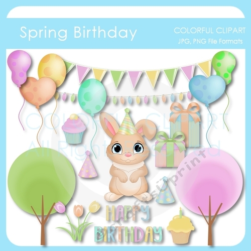 Spring Birthday Clipart Set - CUP778223_72965 | Craftsuprint