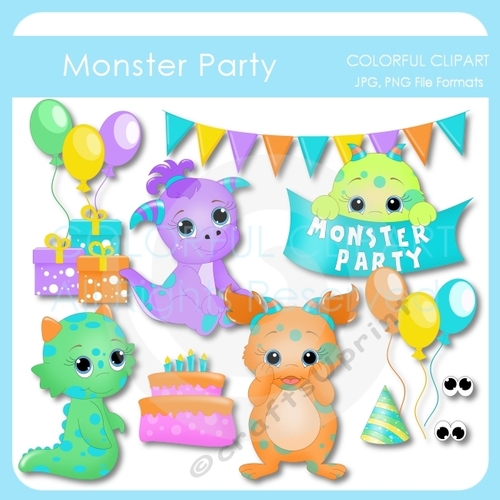 Monster Party Clipart Set - CUP778407_72965 | Craftsuprint