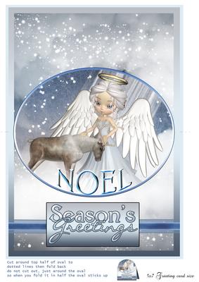 Cute Angel Oval Fold Back Greeting Card - CUP270250_1446 | Craftsuprint