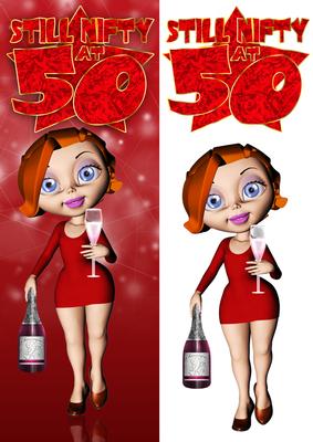 50th Birthday Card with Cute Woman and Champagne - CUP300688_1446 ...