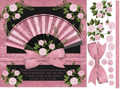 Fan and Rose Greeting Card Front - CUP305773_1446 | Craftsuprint