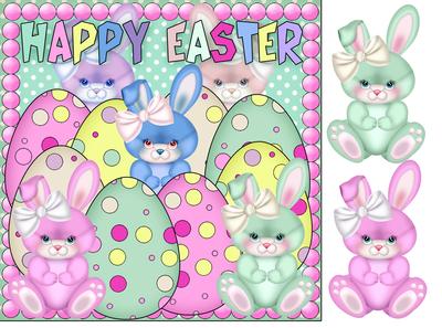 Easter Bunnies and Easter Eggs Greeting Card Front - CUP307440_1446 ...