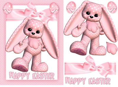 Pink Easter Bunny Greeting Card Front - CUP307586_1446 | Craftsuprint