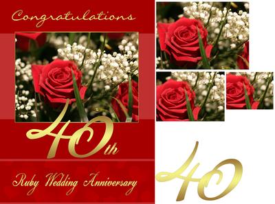 Ruby Wedding Anniversary Rose Card Front - CUP314840_1446 | Craftsuprint