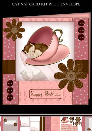 Napping Cat Card Kit with Envelope - CUP333086_1446 | Craftsuprint