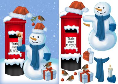 Jolly Snowman Checking the Mail with Robins - CUP377417_1446 | Craftsuprint