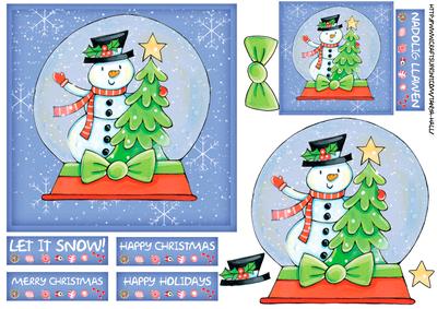 Snowman Snow Globe Christmas Quick Card - CUP483853_1446 | Craftsuprint