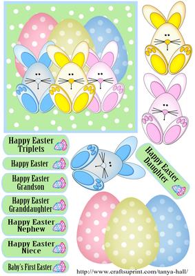 Three Cute Rabbits and Eggs Easter Quick Card - CUP513556_1446 ...