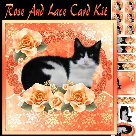 Lace and Rose, Cat Card Kit - CUP565039_1446 | Craftsuprint