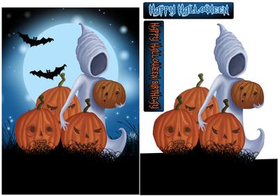 Ghost and Pumpkin Halloween Card - CUP573297_1446 | Craftsuprint