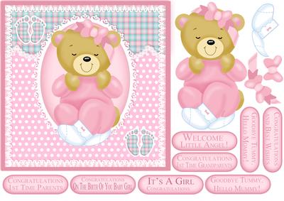 Baby Girl Single Sheet Quick Cute Card - CUP623444_1446 | Craftsuprint