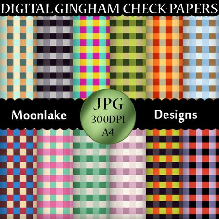 12 Trendy Color A4 Backing Sheets Gingham Check - CUP624134_1446 ...