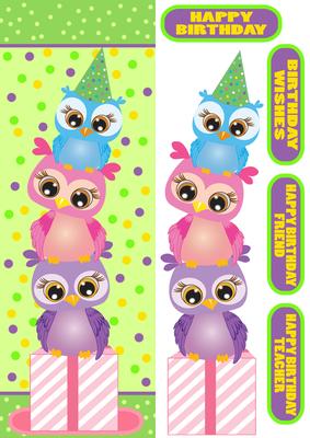 Stack of Owls Birthday Large Dl Card - CUP625766_1446 | Craftsuprint
