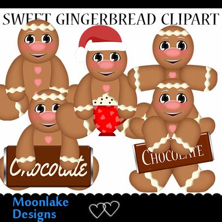 5 Sweet Gingerbread Men Christmas Clipart - CUP646306_1446 | Craftsuprint