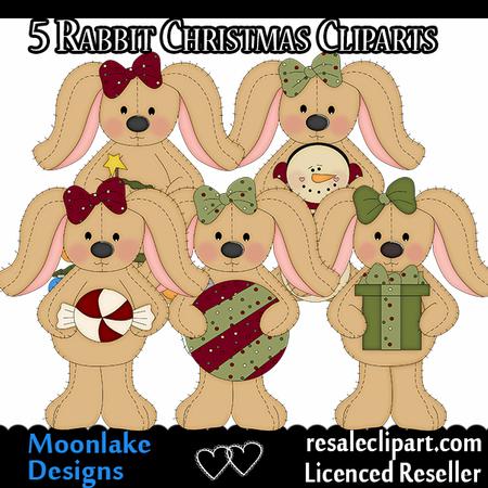 5 Christmas Rabbit Cliparts, Png, Jpg - CUP649050_1446 | Craftsuprint