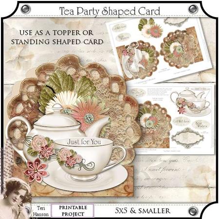 Tea Party Shaped Card and Topper - CUP566973_1966 | Craftsuprint