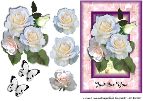 just for you white roses - CUP1163385_906 | Craftsuprint