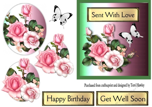 sent with love with roses - CUP1291889_906 | Craftsuprint