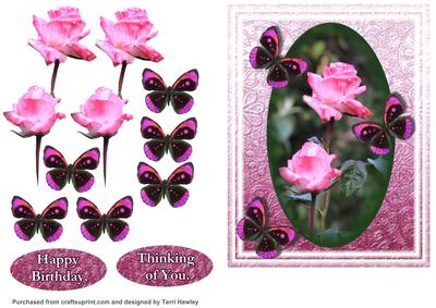 2 Roses 3 Butterflies - CUP582070_906 | Craftsuprint