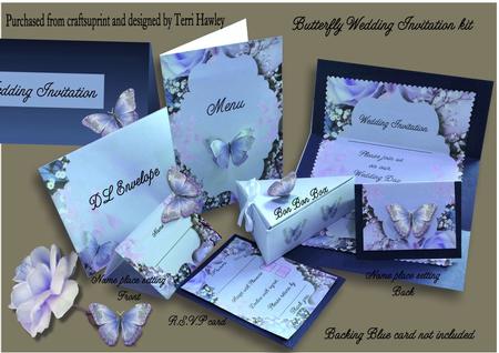 Blue Butterfly Wedding Invitation - CUP666632_906 | Craftsuprint