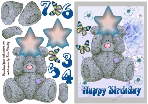 teddy bear birthday blue - CUP832045_906 | Craftsuprint