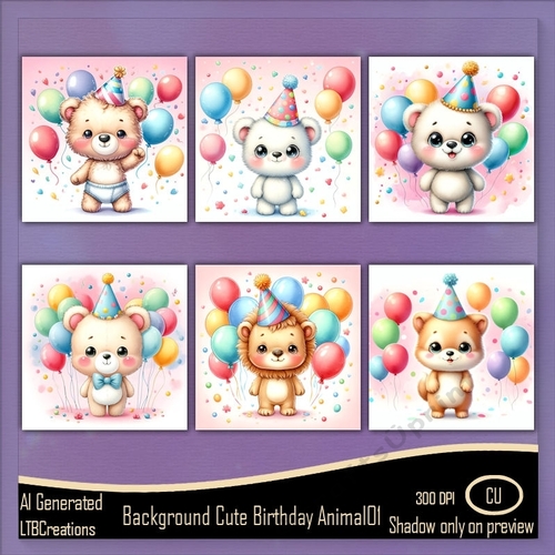 Background Paperset Cute Birthday Animal01 - CUP1282737_124286 ...