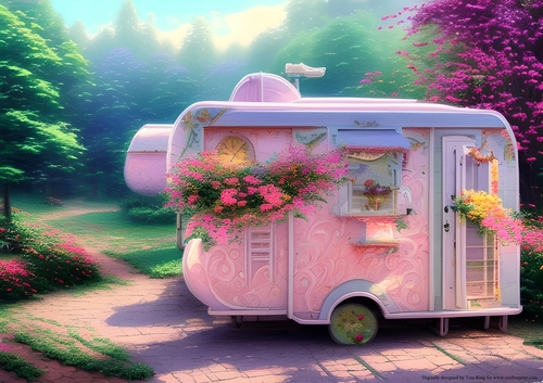 Pretty pink caravan - CUP1190047_2738 | Craftsuprint