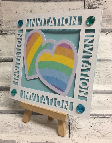 Rainbow Hearts Civil Partnership Invitation card template Print n Cut ...