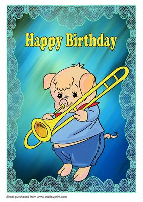 Pig with a Trombone A4 Card - CUP397929_33 | Craftsuprint