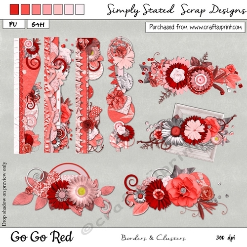 Go Go Red Border & Clusters - CUP1166230_95318 | Craftsuprint