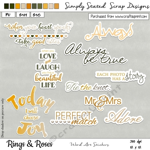 Rings & Roses - Word Art Stickers - CUP959223_95318 | Craftsuprint