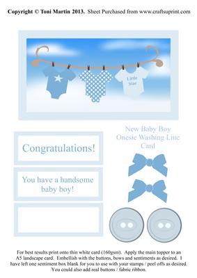 New Baby Boy Onesie Washing Line Card - CUP427566_1894 | Craftsuprint