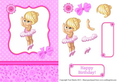 Litte Ballerina Card Front with Decoupage - CUP444490_1894 | Craftsuprint