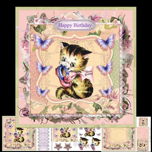 Sweet Kitten Birthday Mini Kit & Decoupage - Choice of Ages - CUP718762 ...