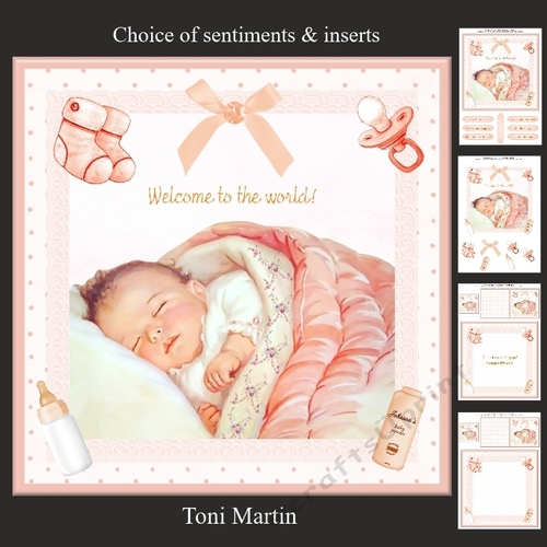 New Baby Girl Card Mini Kit & Decoupage - CUP946510_1894 | Craftsuprint