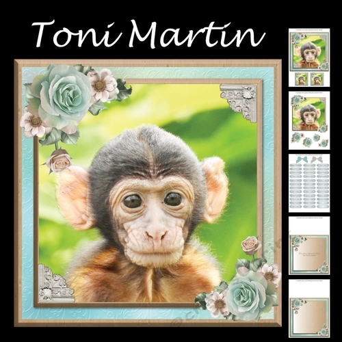 Cute monkey card mini kit & decoupage - CUP968407_1894 | Craftsuprint